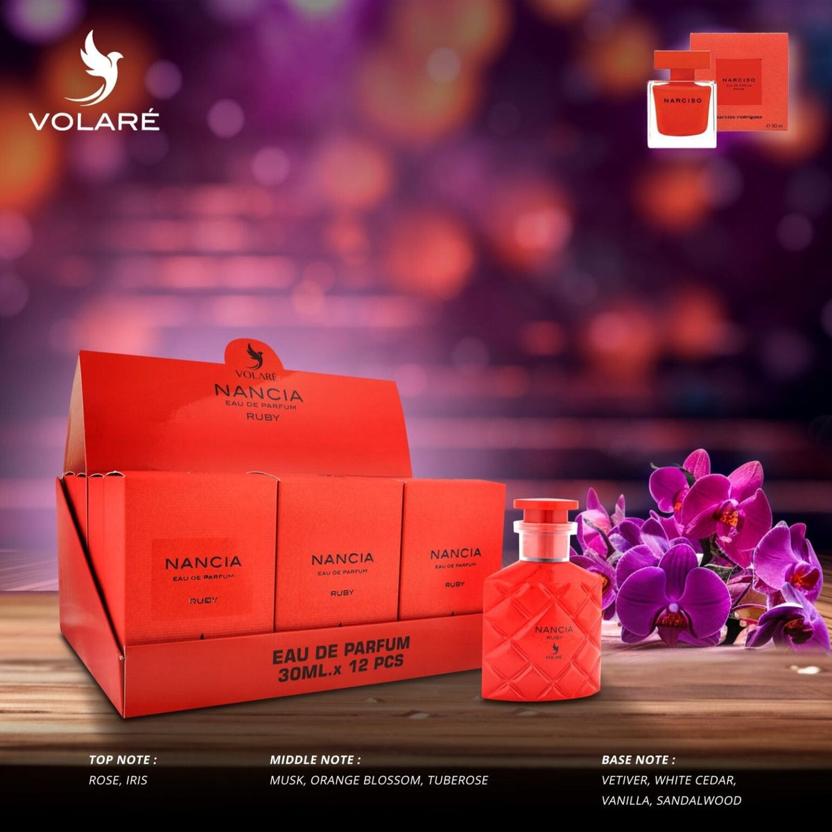 Nancia Ruby Volare 30ml - Inspirado en Narciso Rouge — Arabic Parfums